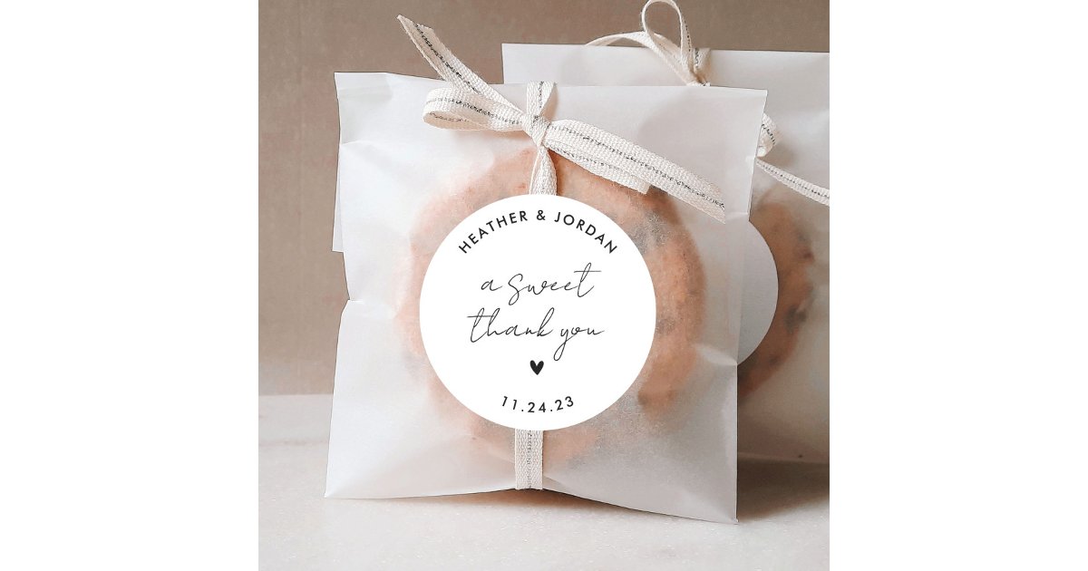 A Sweet Thank You Minimalist Wedding Sweet Favour Classic Round Sticker ...