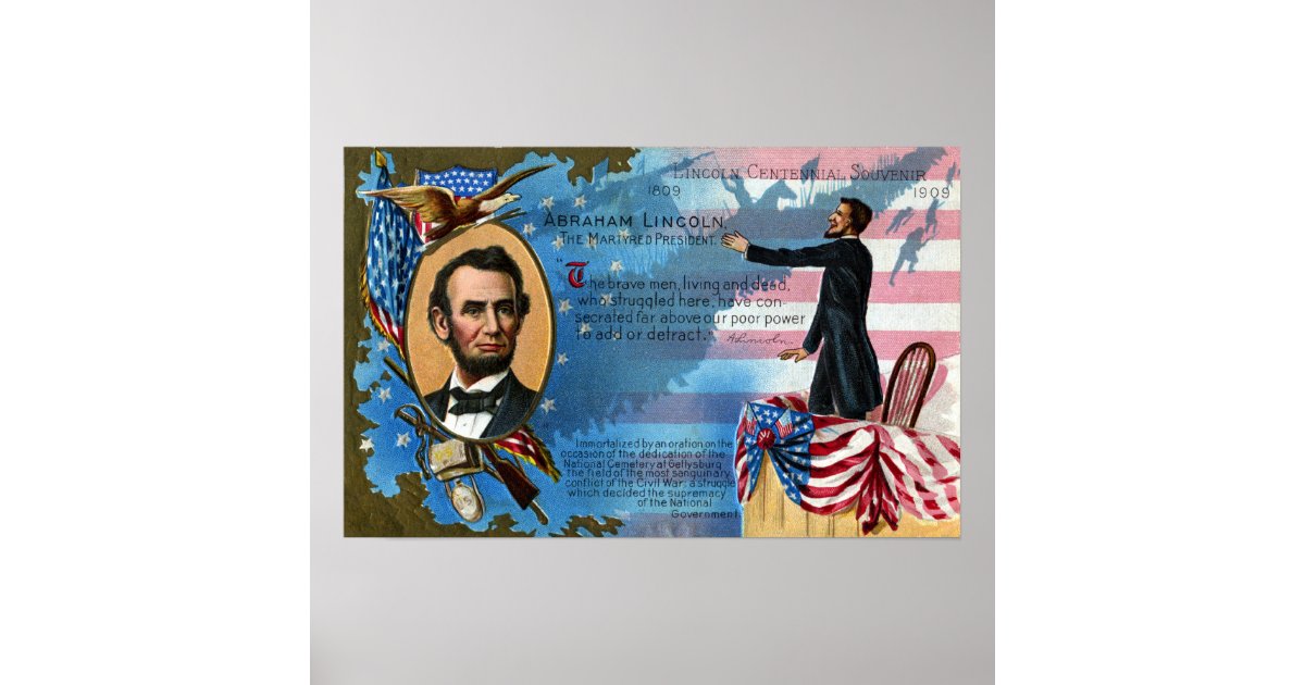 Abraham Lincoln Giving Gettysburg Address Poster | Zazzle