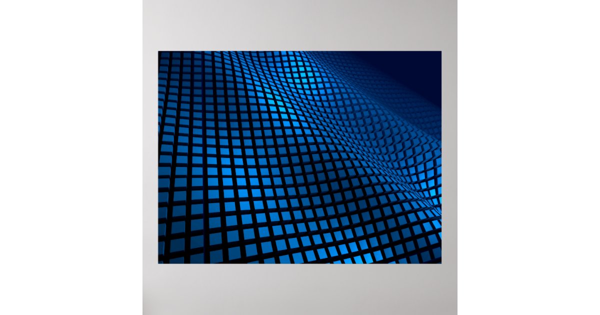 Abstract wave design blue poster | Zazzle