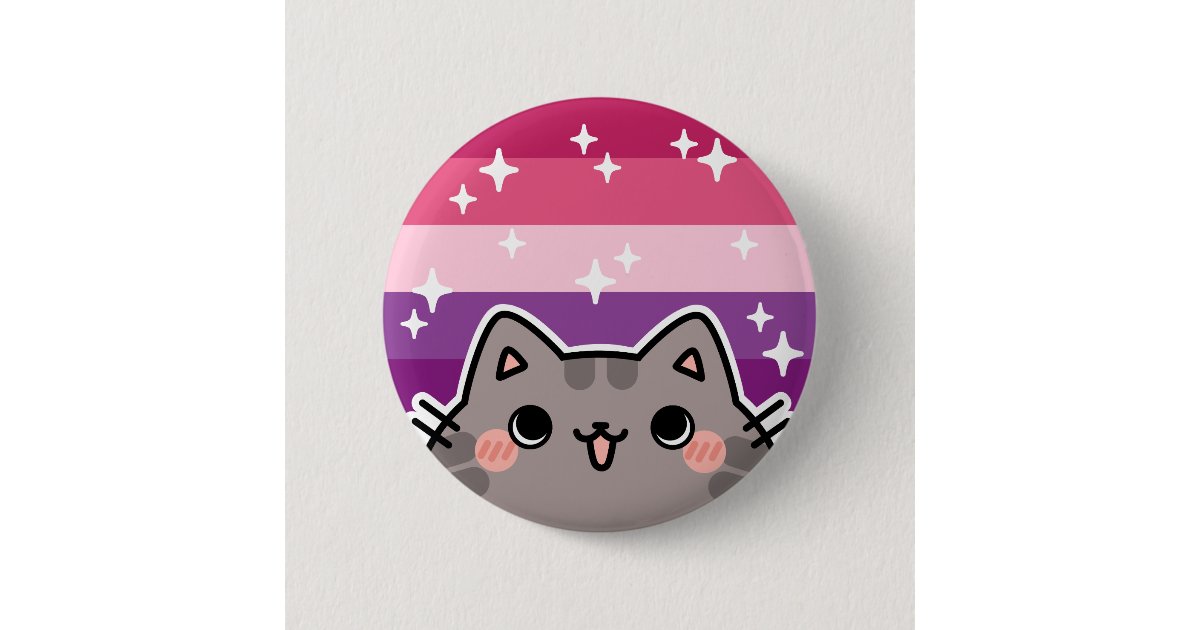 Aceflux LGBT Pride Flag Cat Button | Zazzle