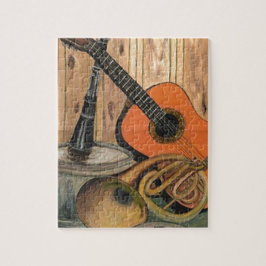 Acoustic Guitar Music-themed Art Painting Jigsaw Puzzle | Zazzle.ca