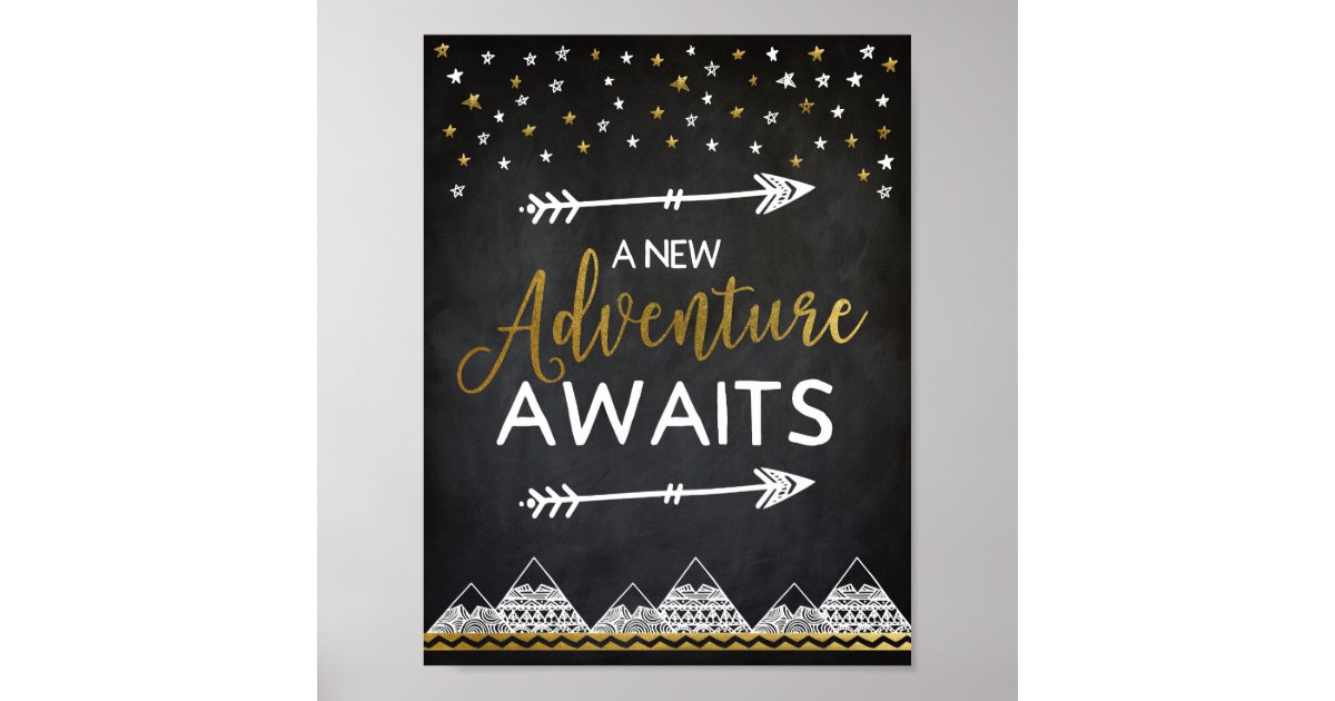 Adventure Awaits Chalkboard Poster | Zazzle