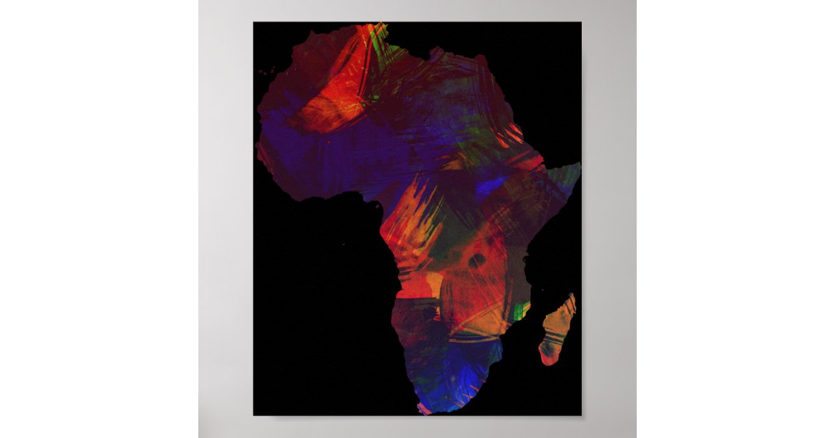 Africa Colourful Africa Continent Art Map Poster | Zazzle