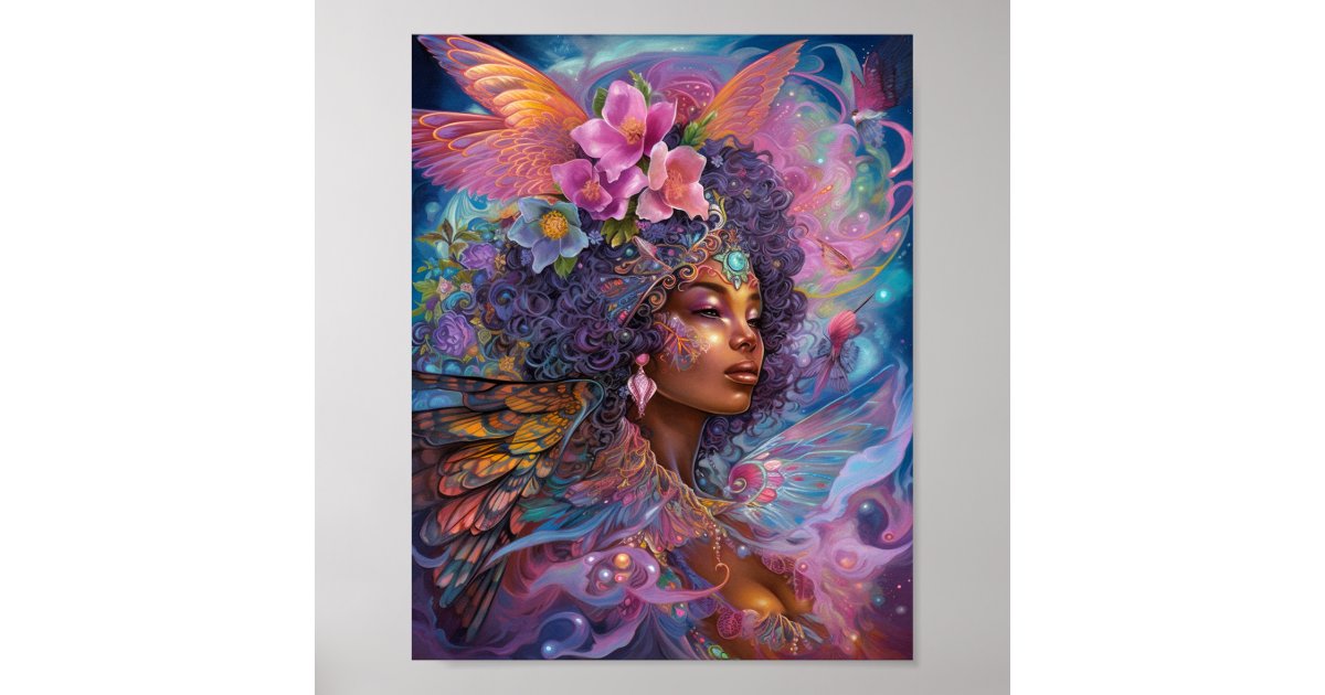 African American Black Goddess Queen Fantasy Art P Poster | Zazzle