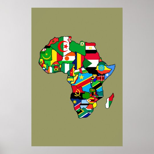 African Map of Africa flags within country maps Poster | Zazzle.ca