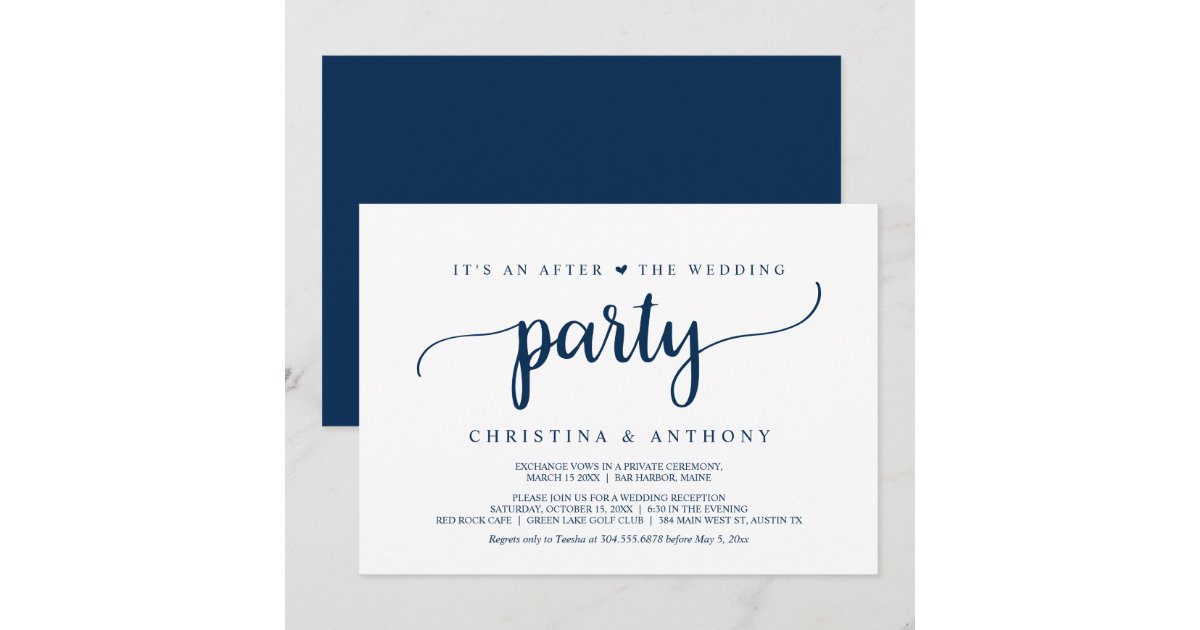 After The Wedding Party, Rustic Wedding Elopement Invitation | Zazzle
