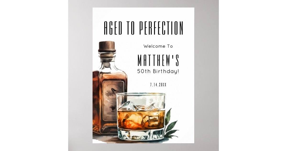 Aged To Perfection Birthday Party Poster | Zazzle