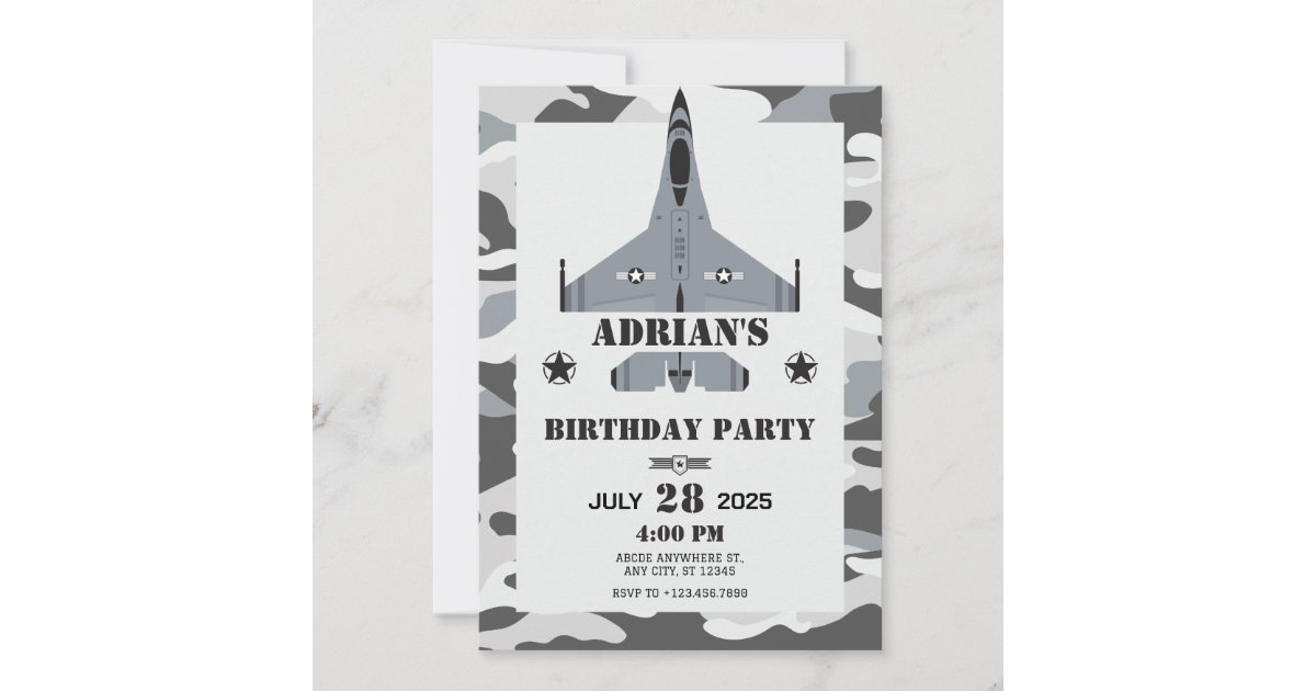 Air force aircraft PILOT birthday Invitation | Zazzle
