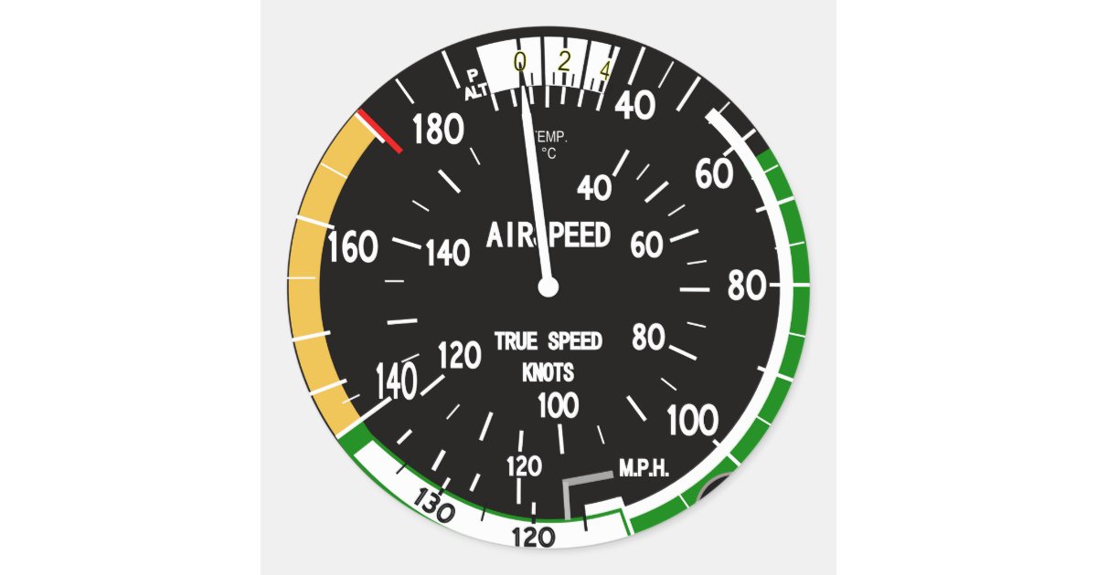 Aircraft Airspeed Indicator Flight Instrument Classic Round Sticker ...