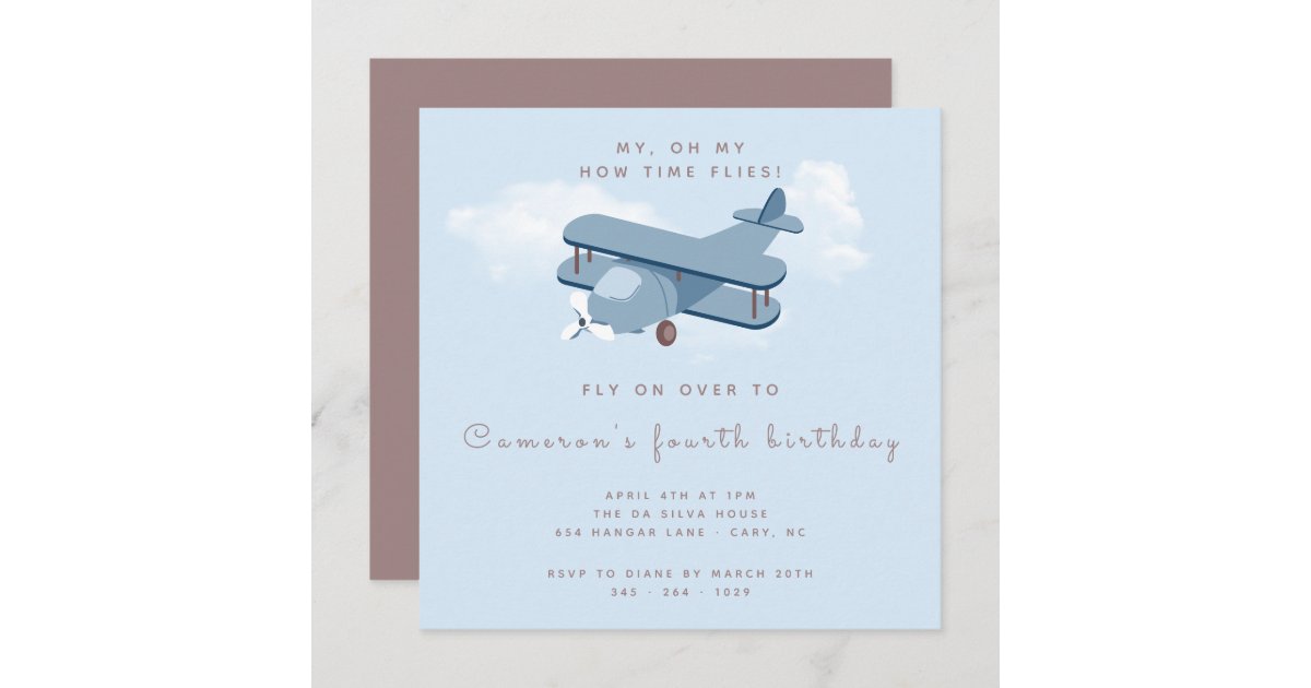 Aircraft Pilot Boy's Birthday Square Invitation | Zazzle