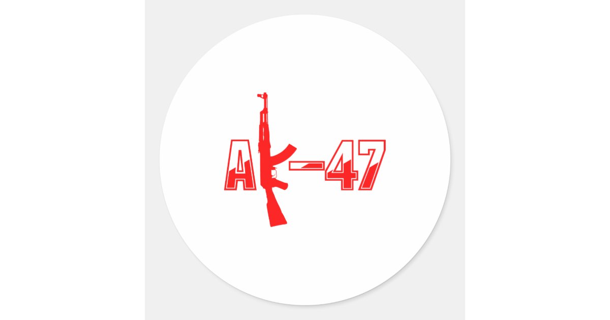 AK-47 AKM Assault Rifle Logo Red.png Classic Round Sticker | Zazzle