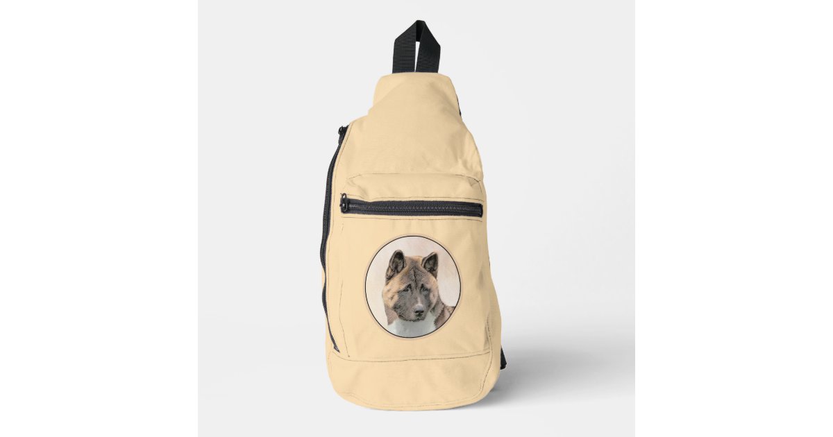 Akita American Japanese Inu Sable Painting Dog Art Sling Bag | Zazzle