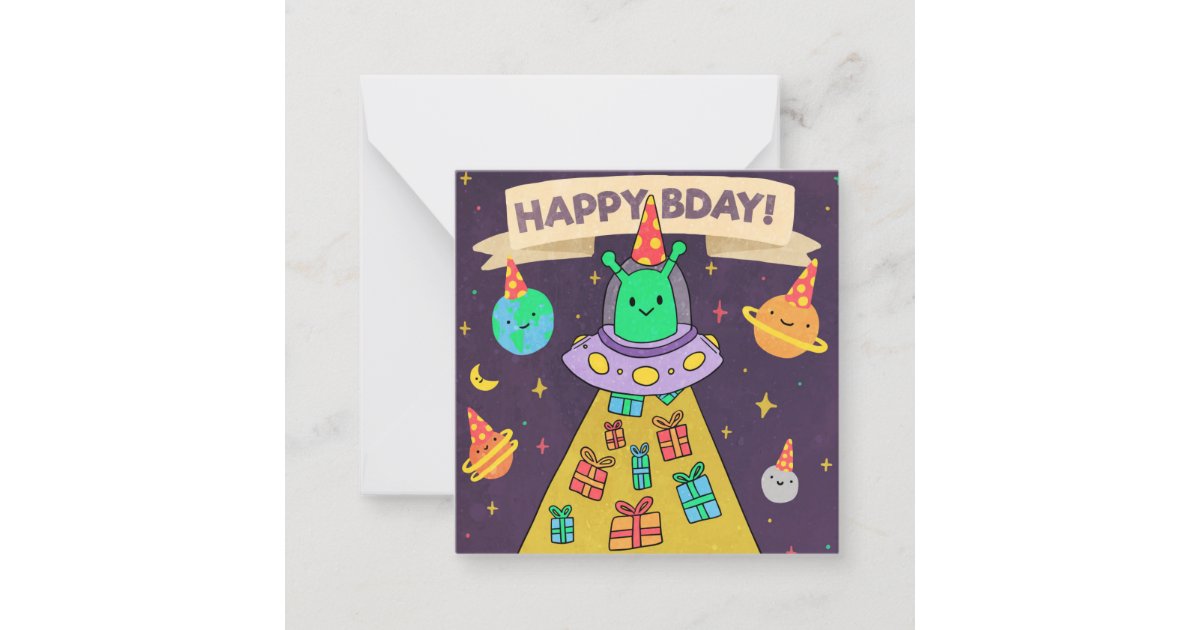 Alien Happy Birthday Card | Zazzle