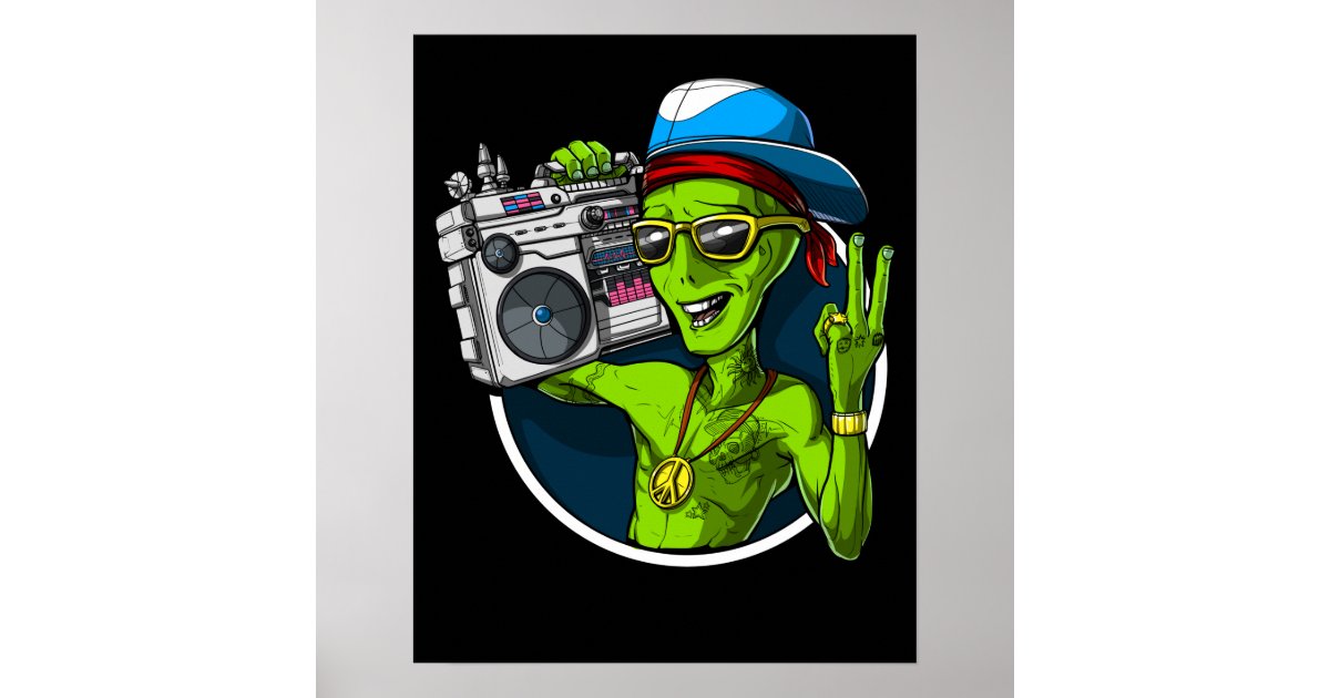 Aliens Boombox Music Party Poster | Zazzle