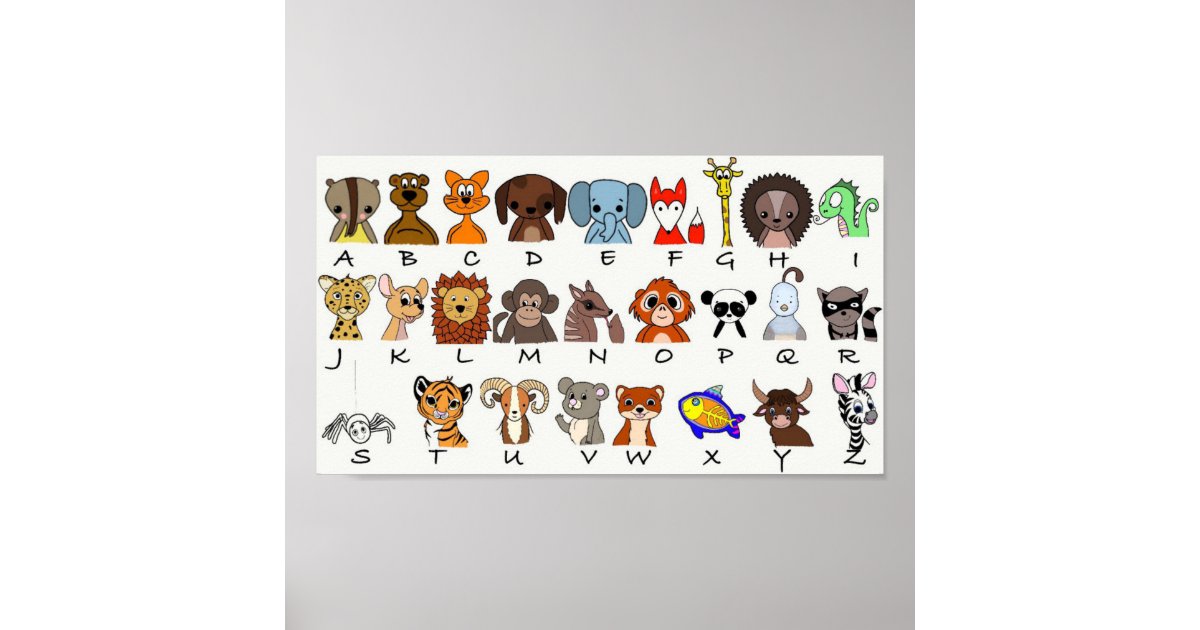 Alphabet animals poster | Zazzle