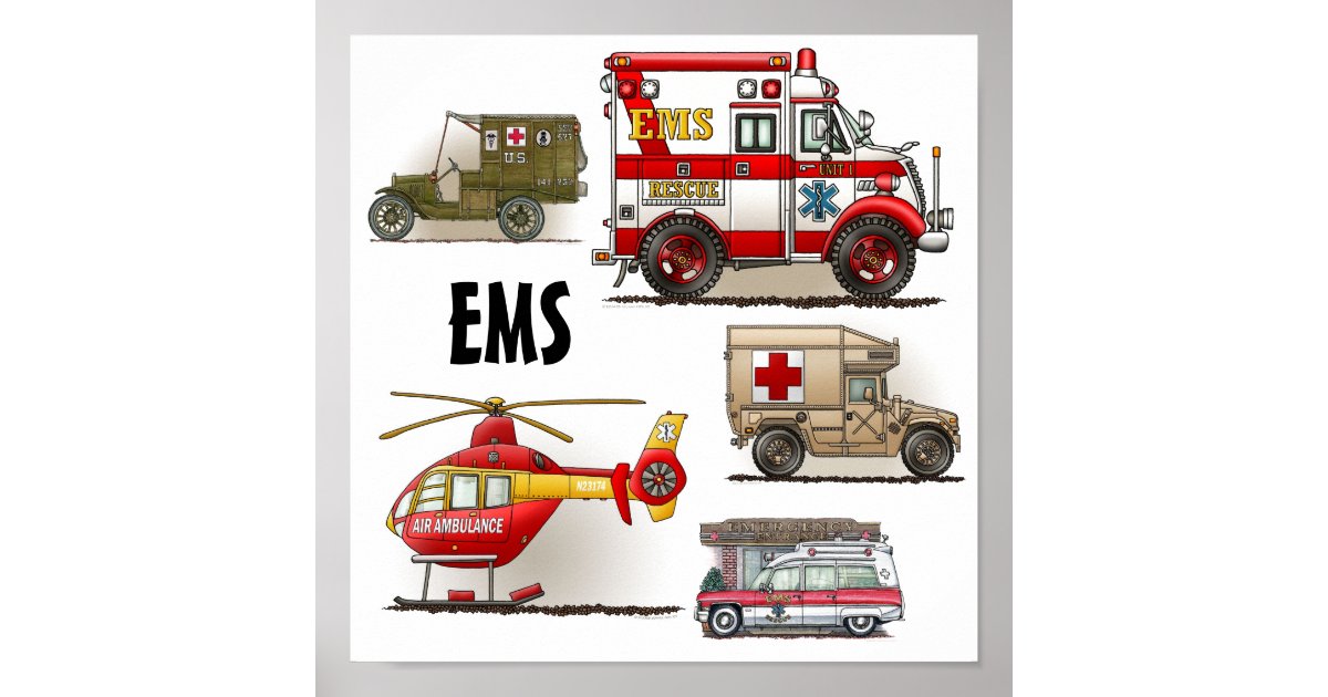 Ambulance EMS Vehicles Poster | Zazzle