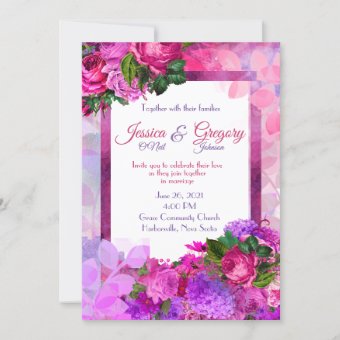Amethyst Raspberry Floral Wedding Invitation | Zazzle