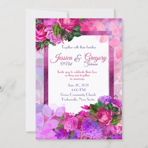 Amethyst Raspberry Floral Wedding Invitation | Zazzle