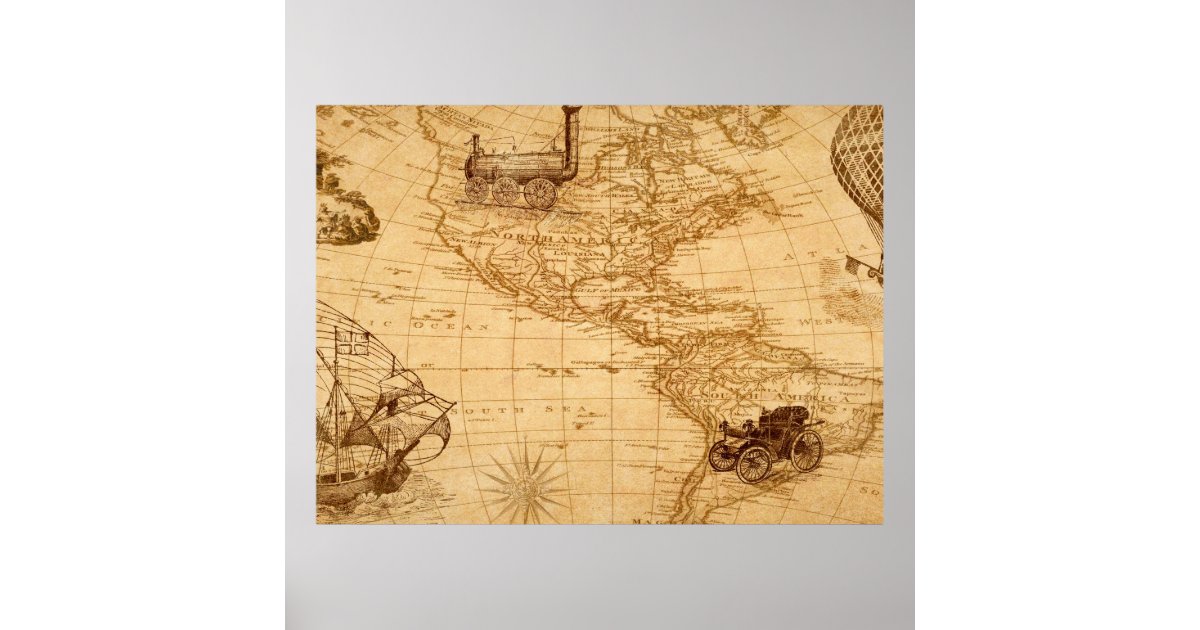 An old map of America Poster | Zazzle