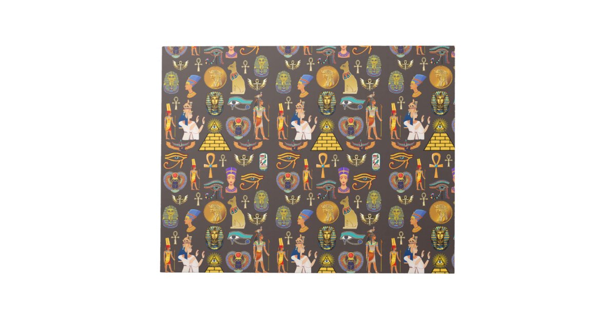 Ancient Egyptian Hieroglyphic Pattern Symbol Notepad | Zazzle