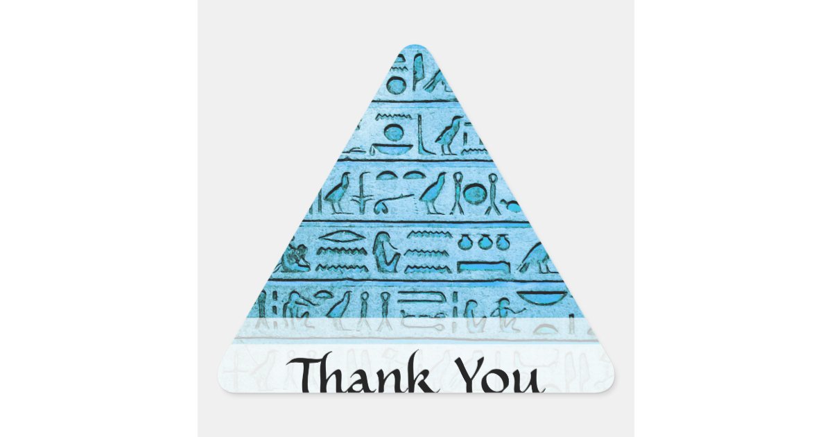 Ancient Egyptian Hieroglyphs Blue Triangle Sticker | Zazzle
