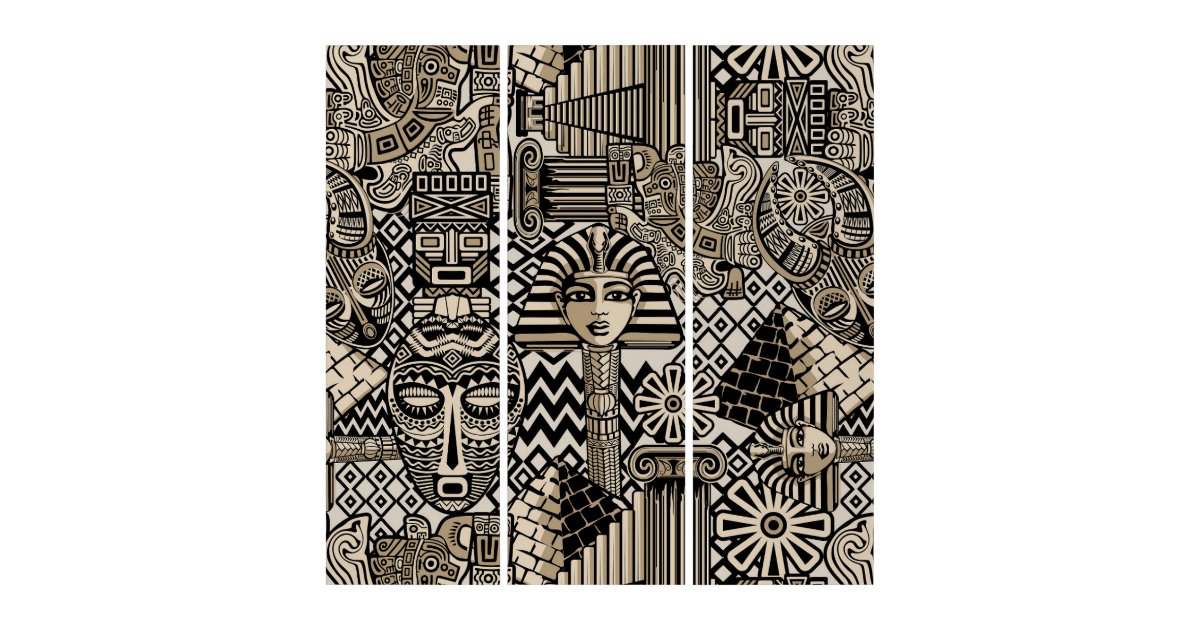 Ancient Historical Symbols Tattoo Style Triptych | Zazzle
