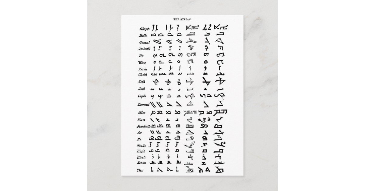 Ancient Syria Alphabet Postcard | Zazzle