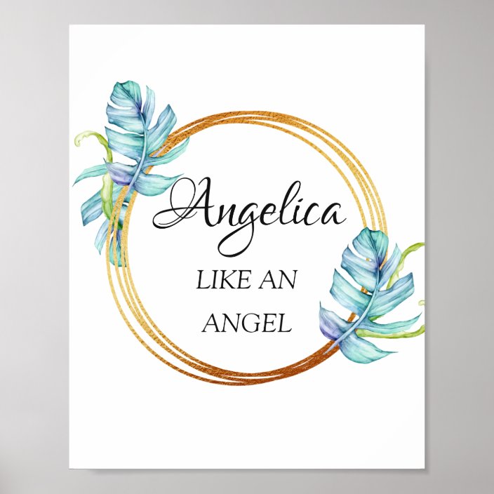 Angelica Name Meaning Floral Golden Frame Poster | Zazzle.ca