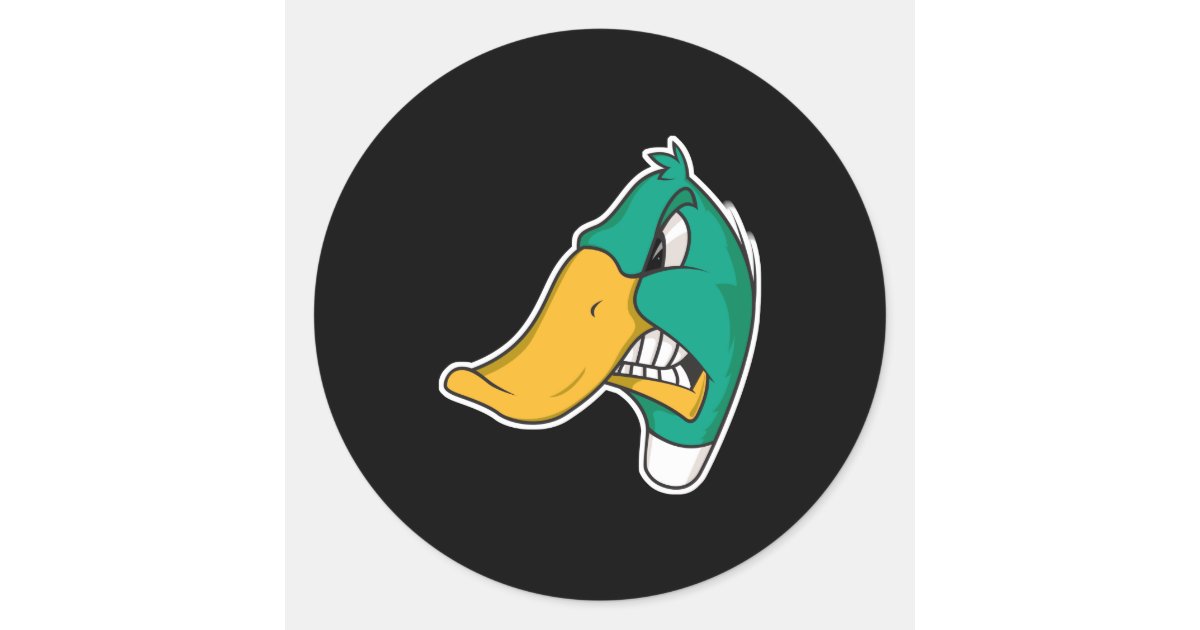 angry duck classic round sticker | Zazzle