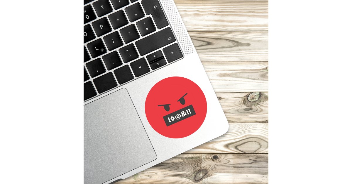 Angry Red Face Cursing Emoji Classic Round Sticker | Zazzle