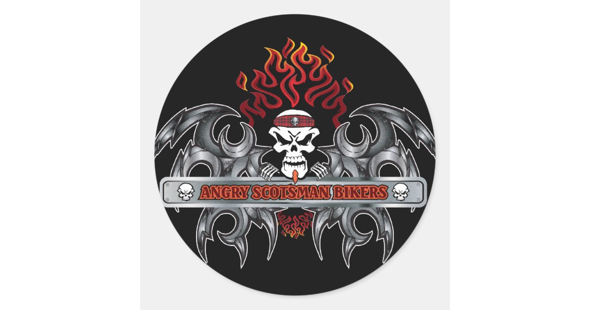 Angry-Scotsman-Bikers Classic Round Sticker | Zazzle