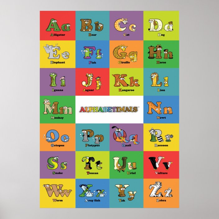Animal Alphabet - Alphabetimals Poster | Zazzle.ca