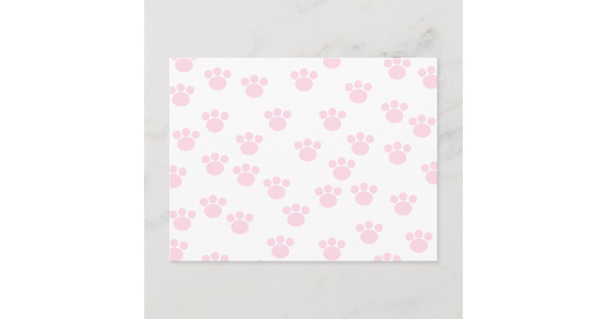 Animal Paw Print. Light Pink and White Pattern. Postcard | Zazzle