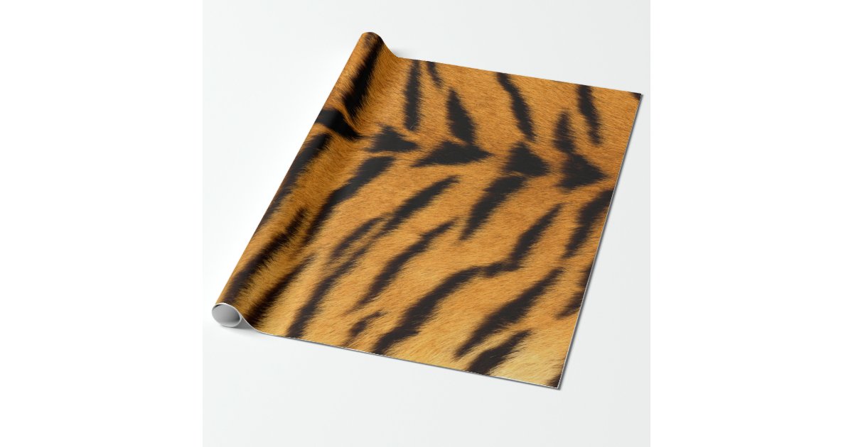 Animal Skin Brown Black Tiger Safari Fur VIP Wrapping Paper | Zazzle