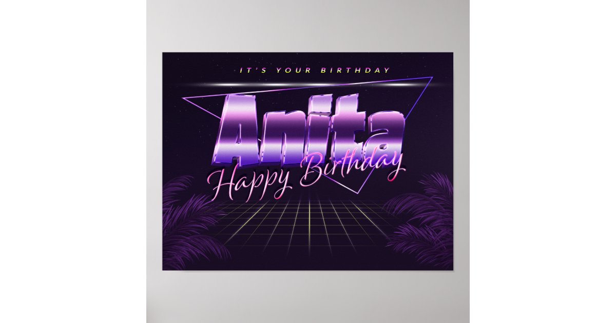 Anita Name First name lila retro Poster Birthday | Zazzle