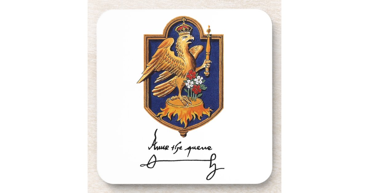 Anne Boleyn Signature & Coat of Arms Coaster | Zazzle