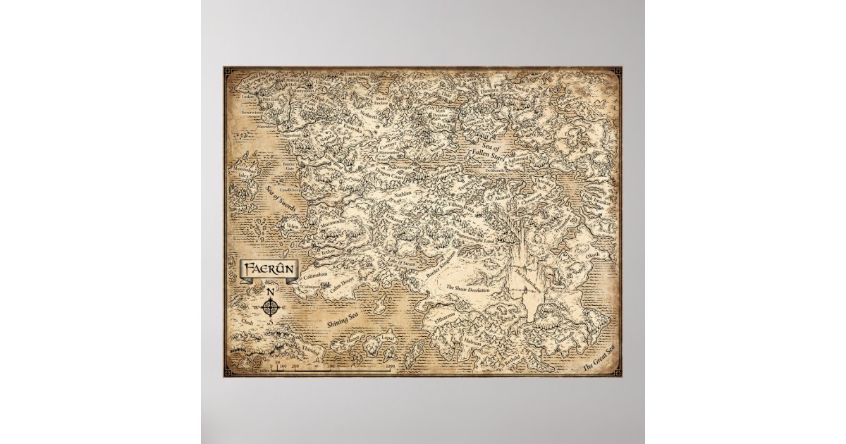 Annotated map of Faerun // Forgotten Realms Poster | Zazzle