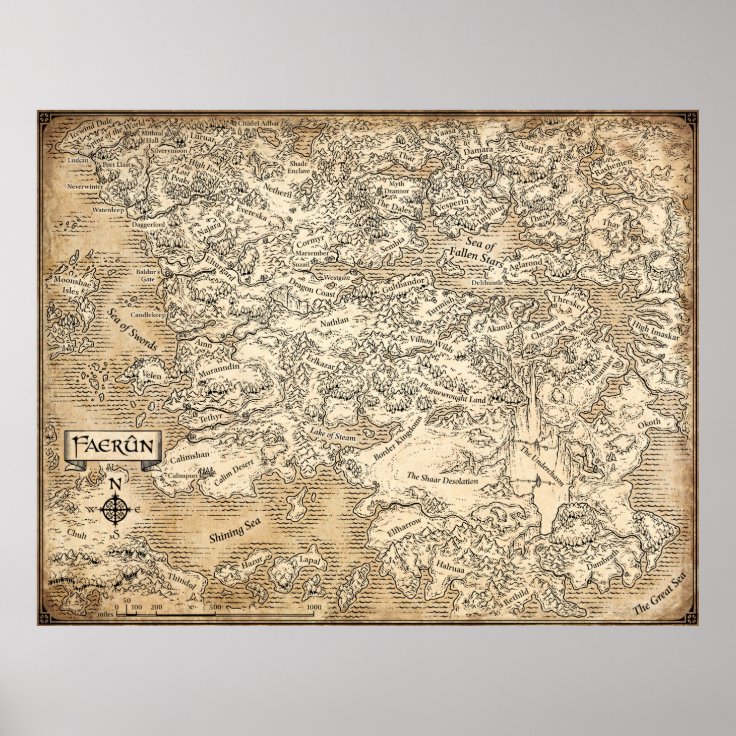 Annotated map of Faerun // Forgotten Realms Poster | Zazzle