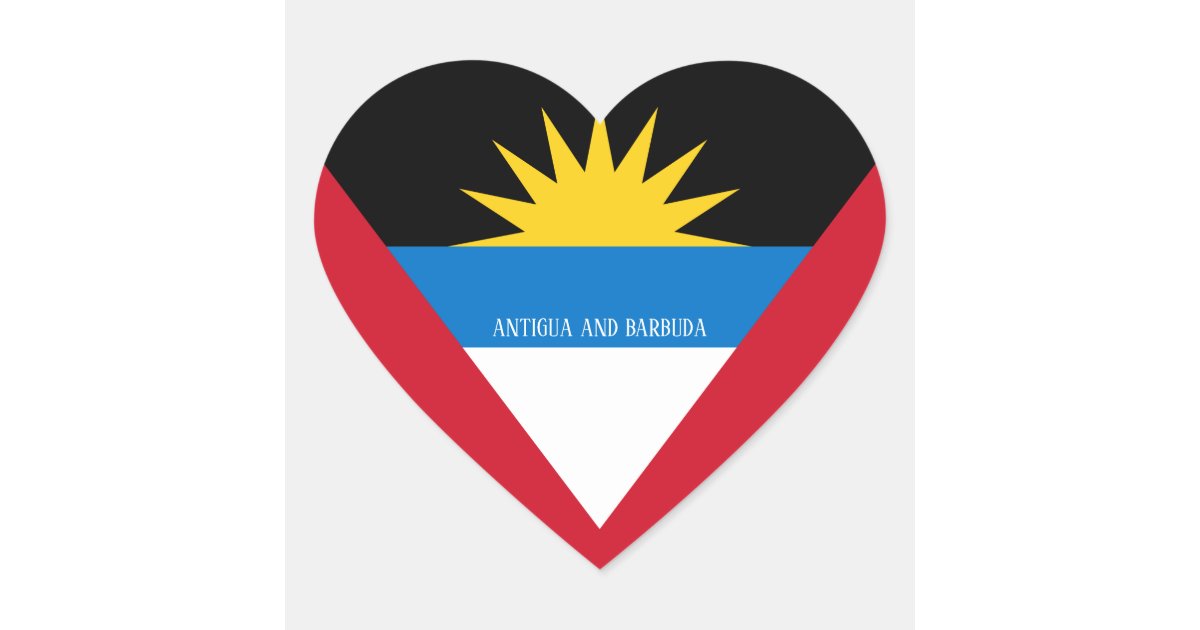 Antigua and Barbuda Flag Splendid Patriotic Heart Sticker | Zazzle