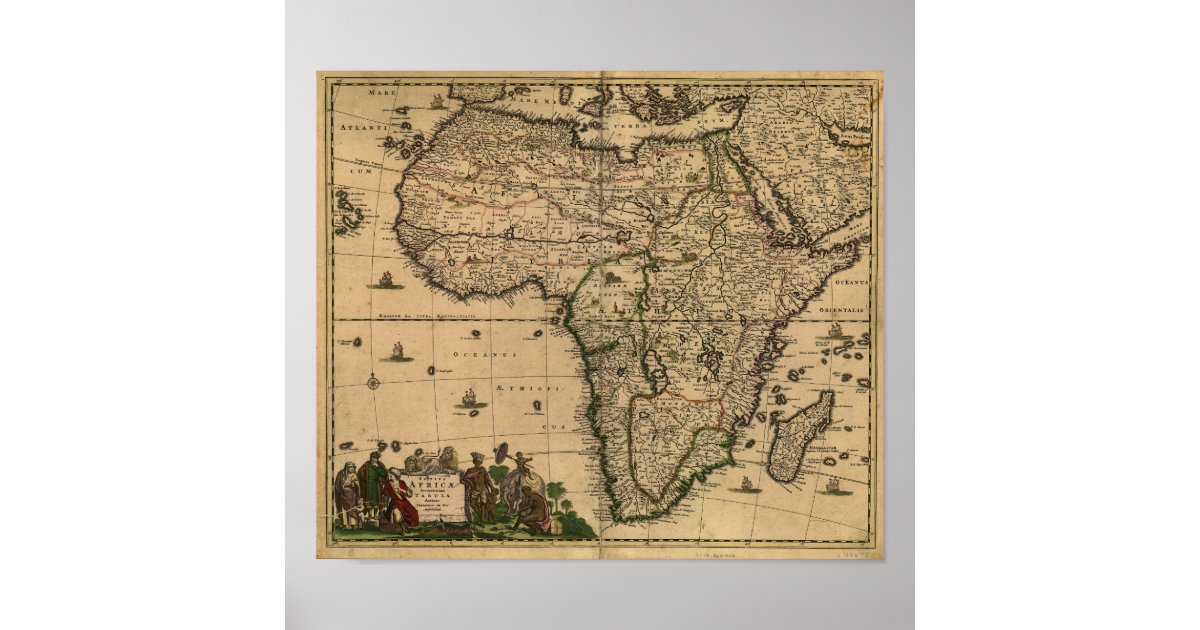 Antique Map of Africa 1680 by Frederick De Wit Poster | Zazzle