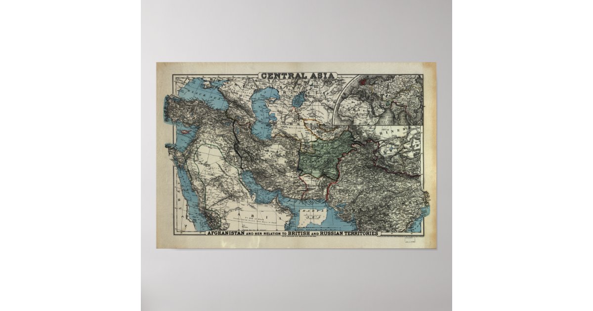 Antique Map of Central Asia 1885 Poster | Zazzle