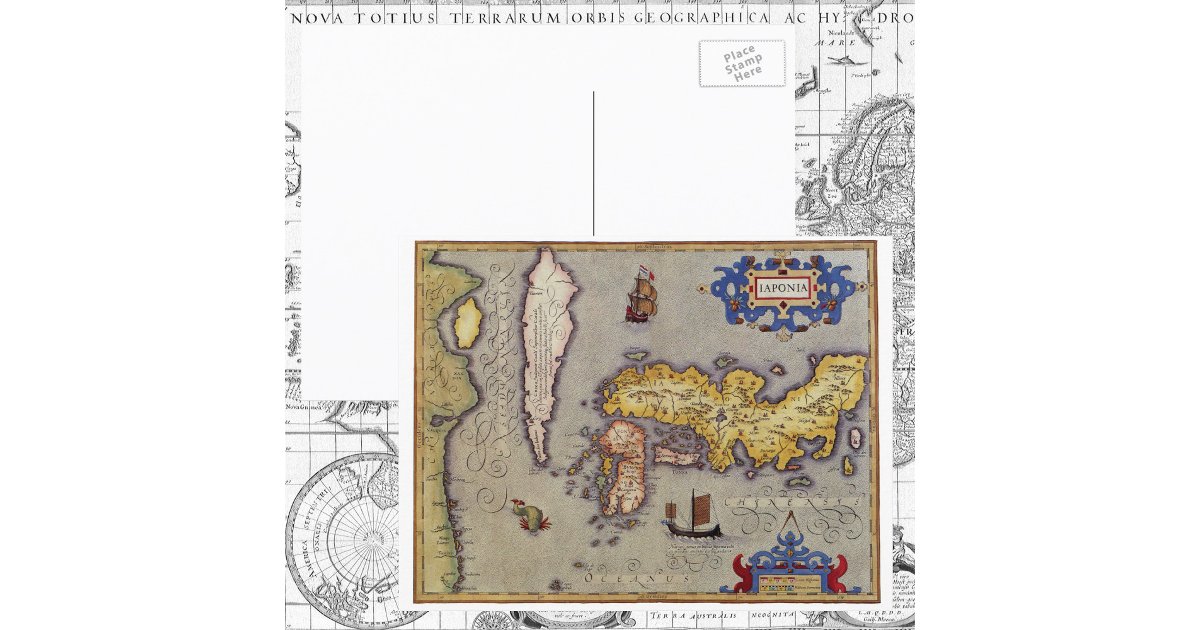 Antique Map of Japan by Mercator and Hondius Postcard | Zazzle