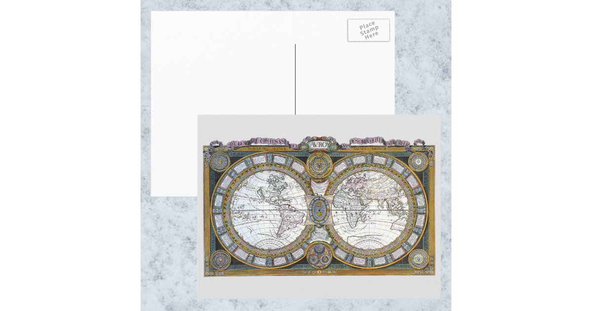 Antique Old World Map by Claude Auguste Berey Postcard | Zazzle