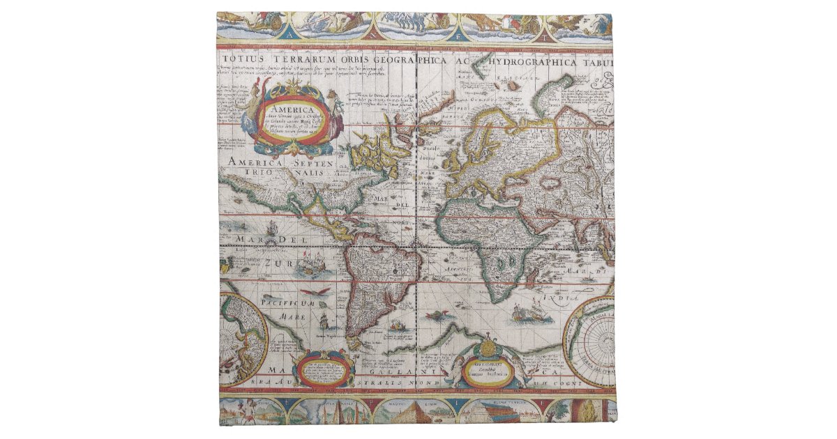 Antique World Map cloth napkins | Zazzle