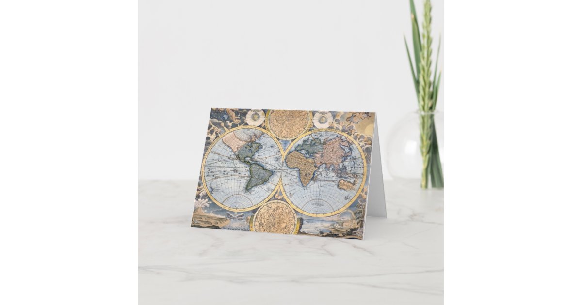 Antique world map cool card | Zazzle