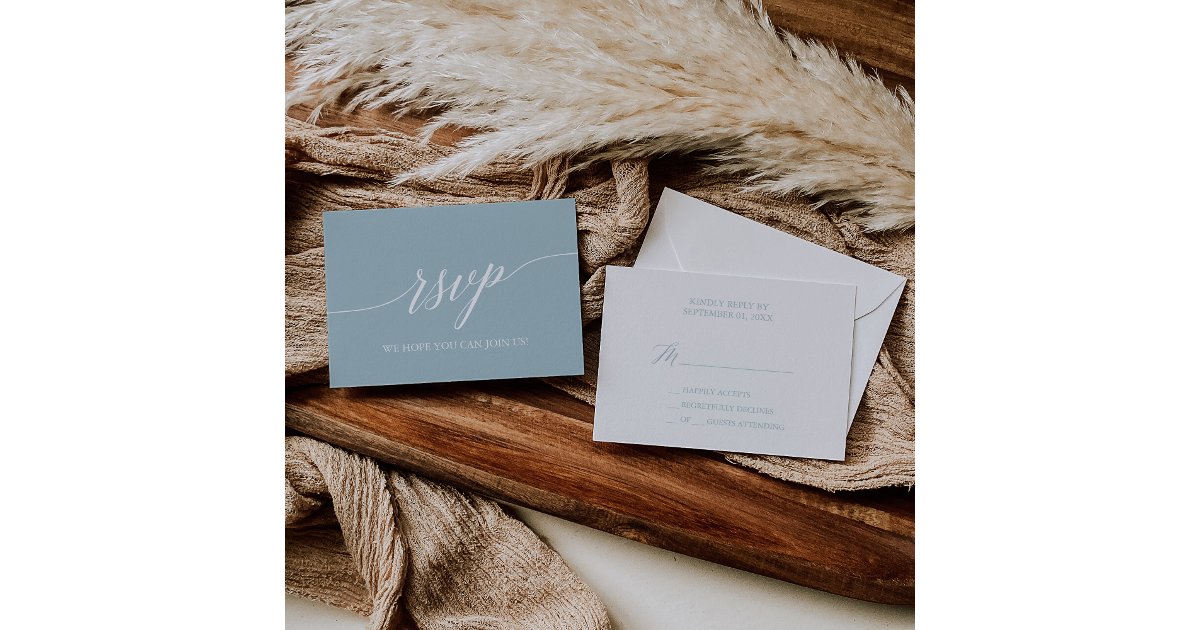 Aqua Beach Coordinate Simple RSVP Card | Zazzle