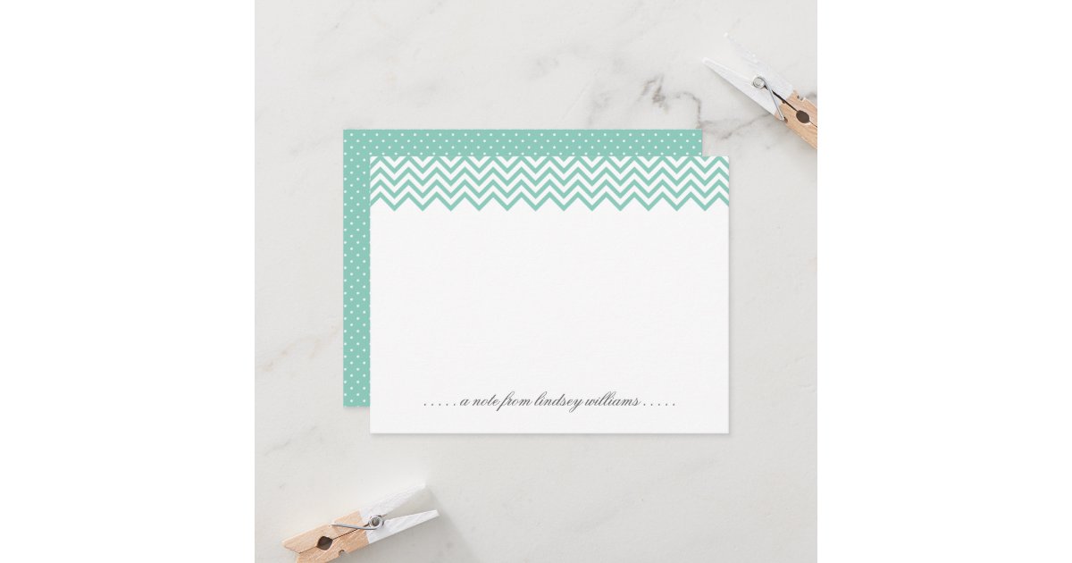 Aqua Chevron and Tiny Dots Personalized Stationery Invitation | Zazzle