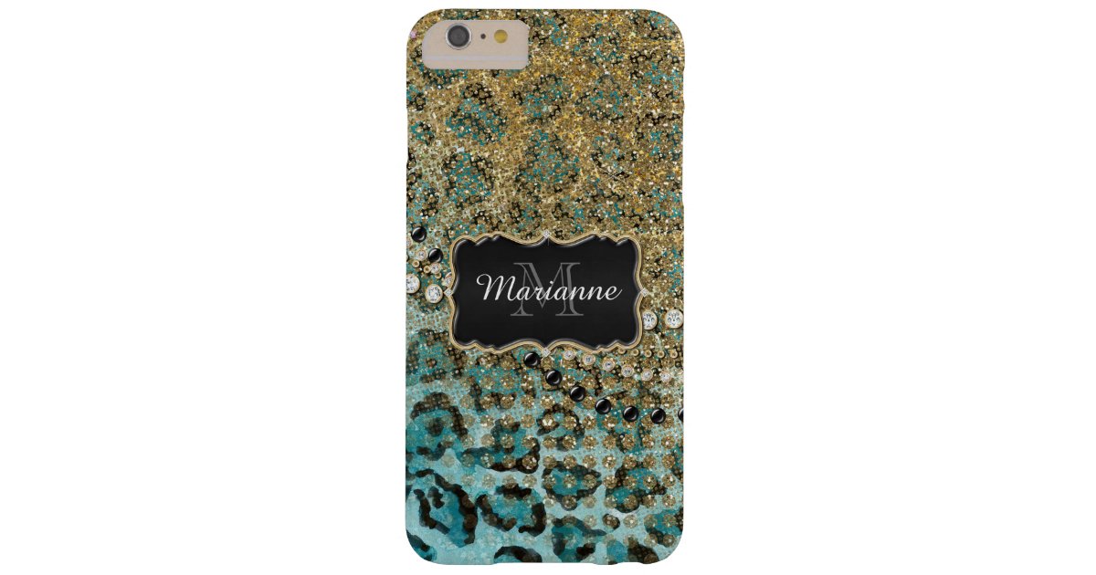 Aqua Gold Leopard Animal Print Glitter Look Jewel Case-Mate iPhone Case ...