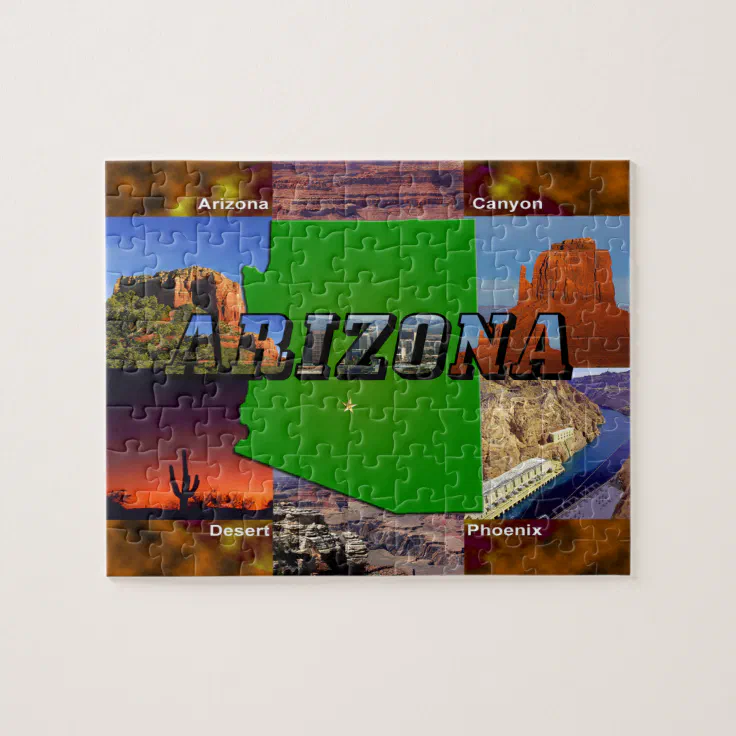 Arizona Map and Picture Text Jigsaw Puzzle | Zazzle
