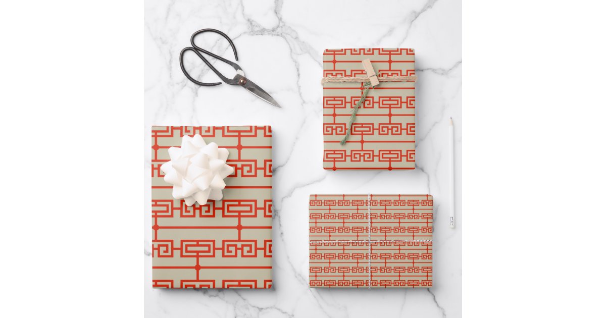 Art Deco Pattern 09 - Dali's Red on Off-White Wrapping Paper Sheet | Zazzle